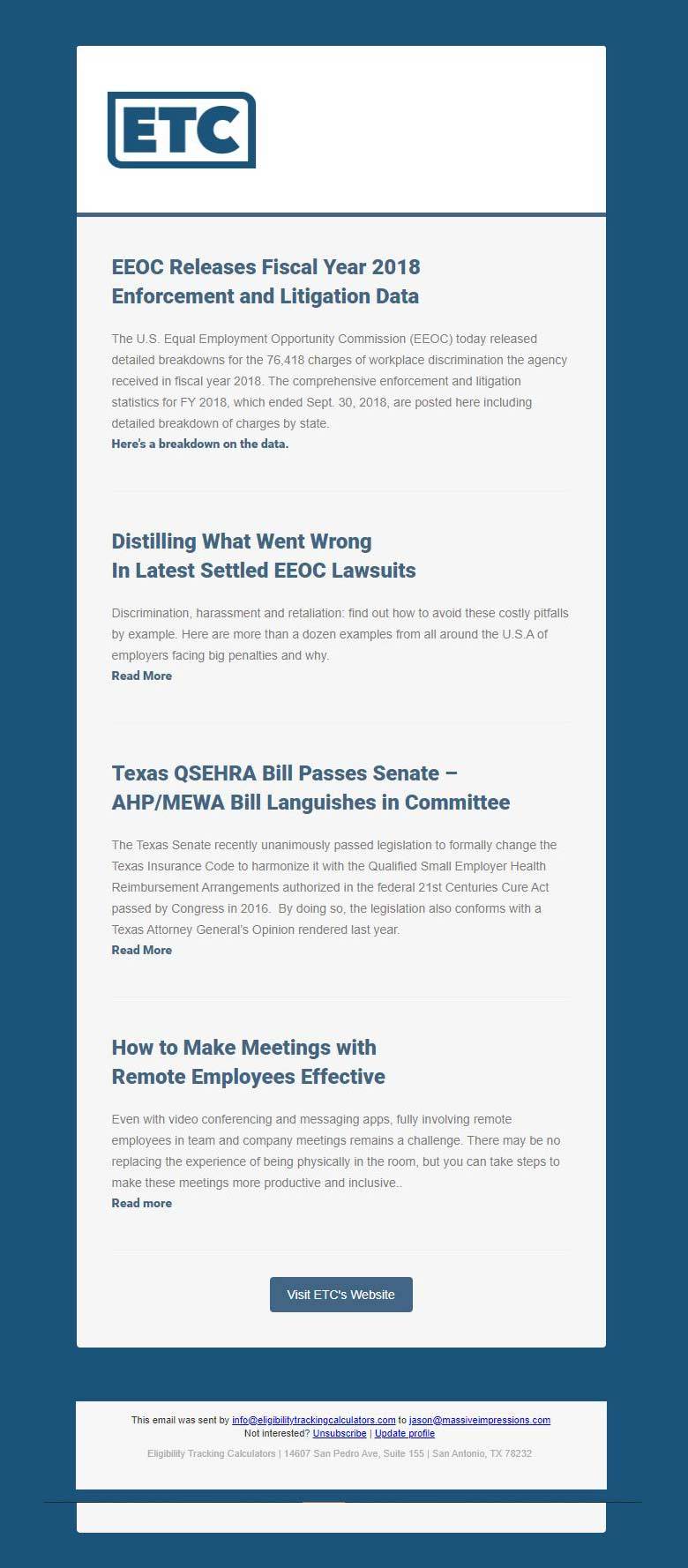 Compliance Expert's Email Newsletter Design : ETC Companies | Massive ...