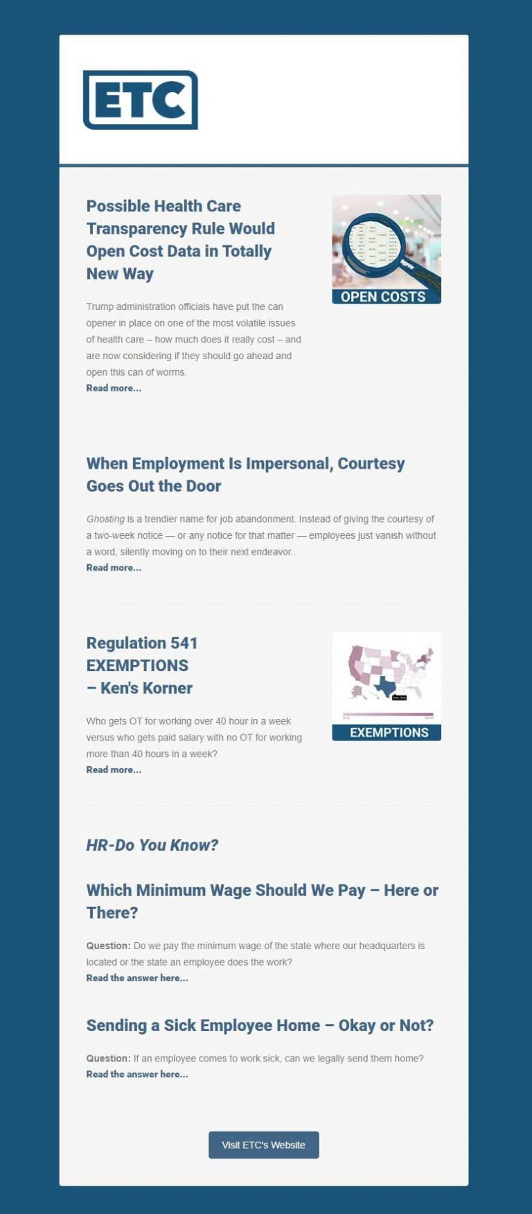 Compliance Expert's Email Newsletter Design : ETC Companies